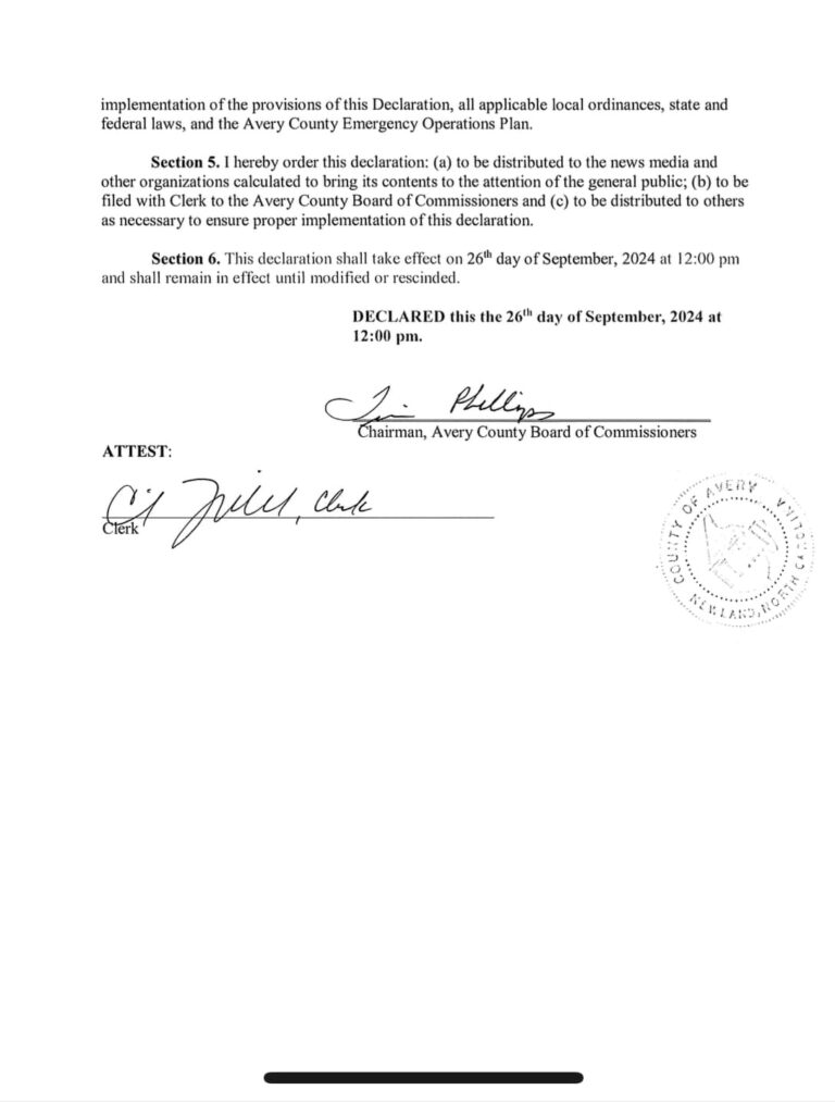 Avery County declares State of Emergency for Hurricane Helene, curfew ...